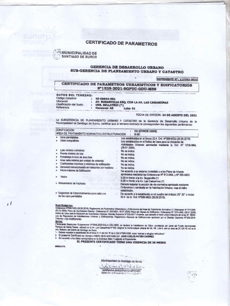 Certificado de Parametros PDF | PDF