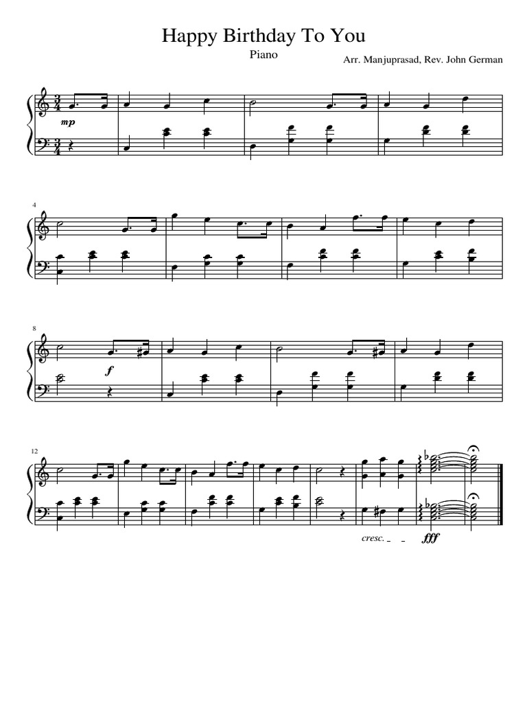 Happy Birthday To You Piano | PDF