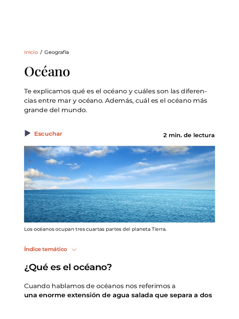 Diferencias entre Mar y Océano | PDF | Ciencia y matemáticas