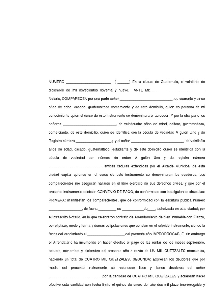 Convenio de Pago | PDF | Pagos | Guatemala
