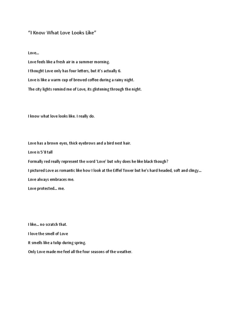 I Know What Love Look Like (Love Poem) | PDF