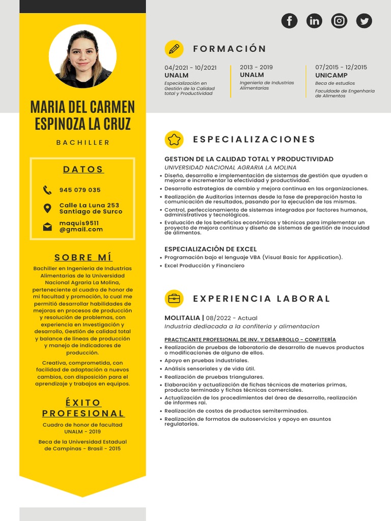 CV - Maria Espinoza La Cruz 2023 PDF | PDF | Análisis de Riesgo y ...