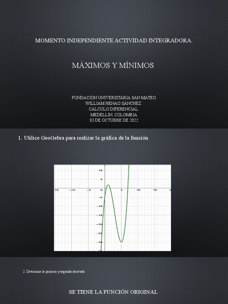 Momento Independiente Actividad Integradora | PDF | Derivado | Función (Matemáticas)