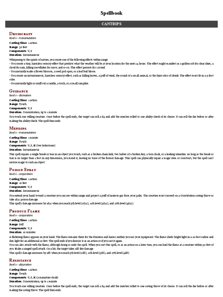 Spells » Dungeons & Dragons - D&D 5e.pdf | PDF