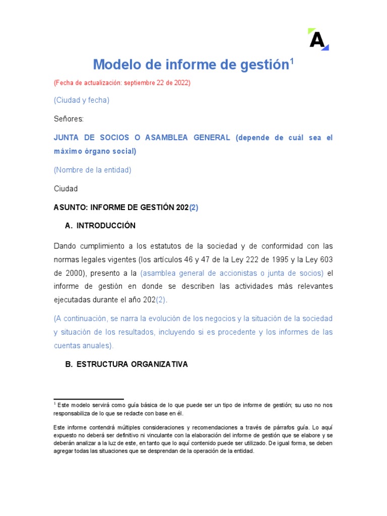 7 Modelo de Informe de Gestión | PDF | Sociedad | Economias