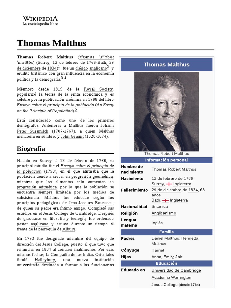 Thomas Malthus | PDF | Economias