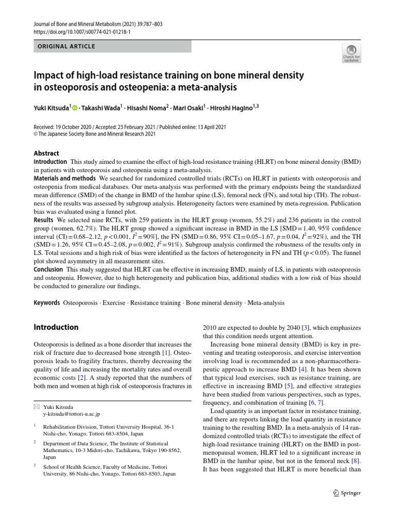 Mpact of High Load Resistance Training On Bone Mineral Density in Osteoporosis and Osteopeniaa ...