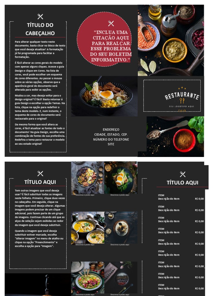 Modelo Cardapio Editavel | PDF | Informática | Programas