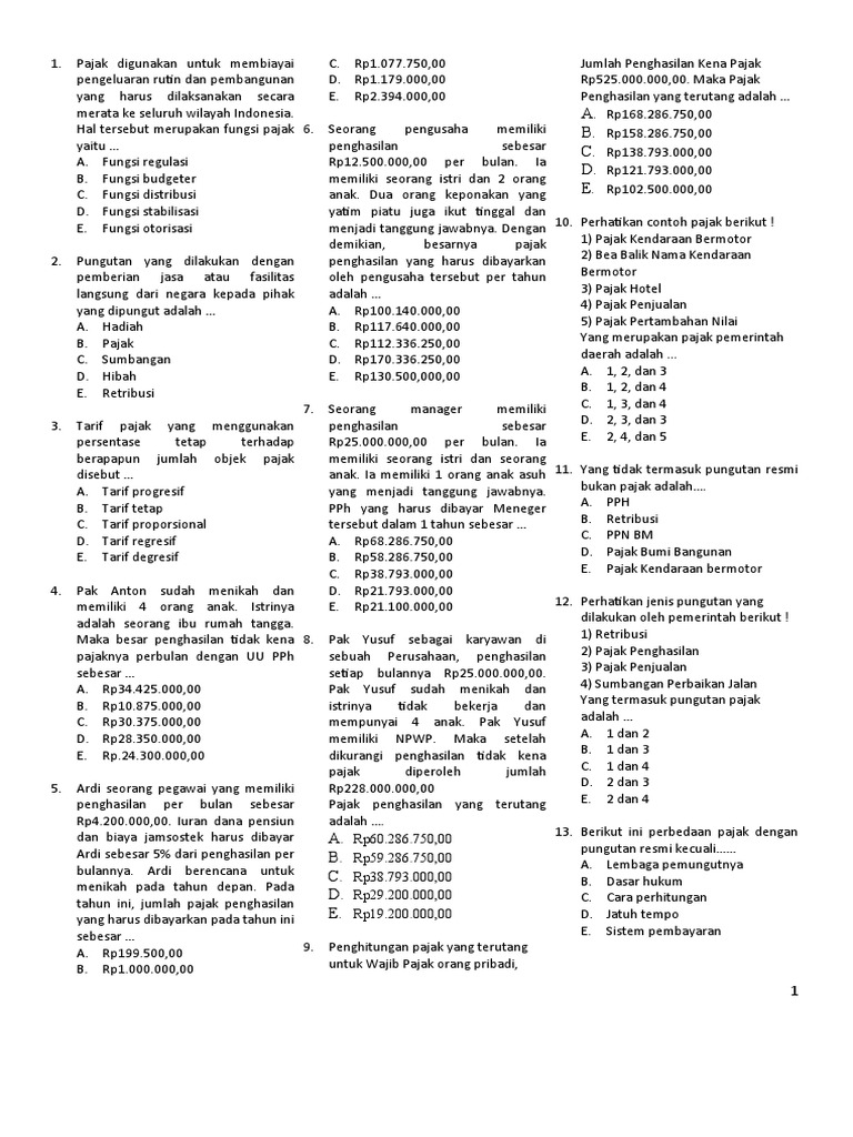 QUIPPER - SOAL XI - PAJAK Edit Ke Siswa | PDF