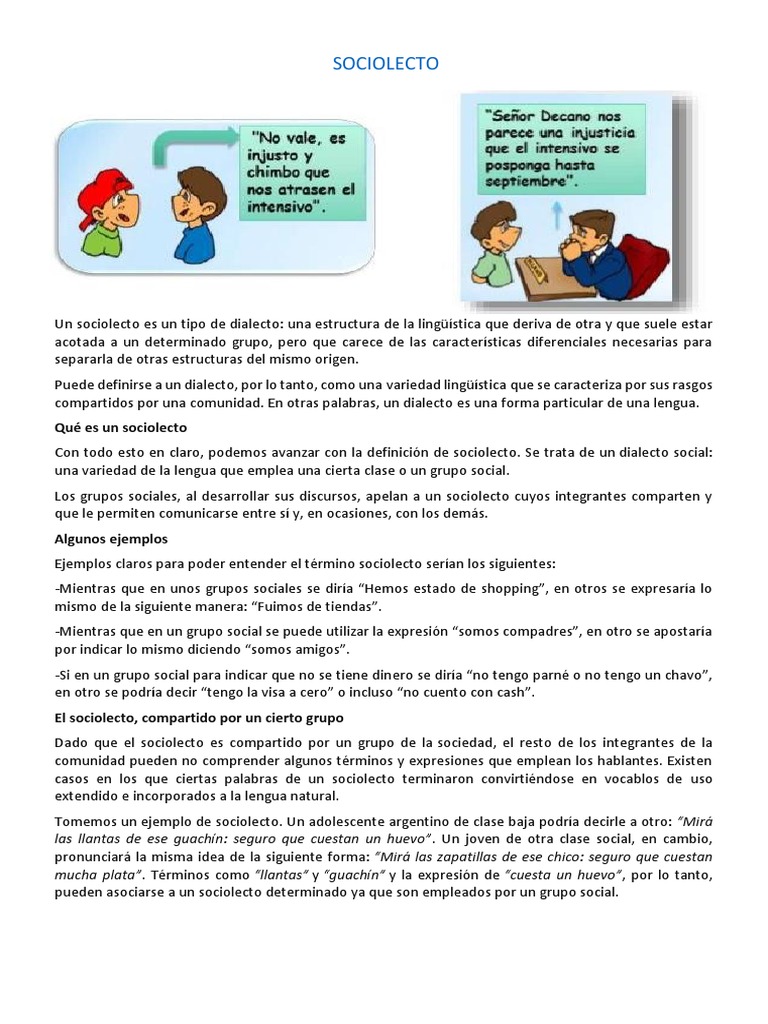 SOCIOLECTO Y DIALECTO Secundaria PDF | PDF | Dialecto | Lingüística