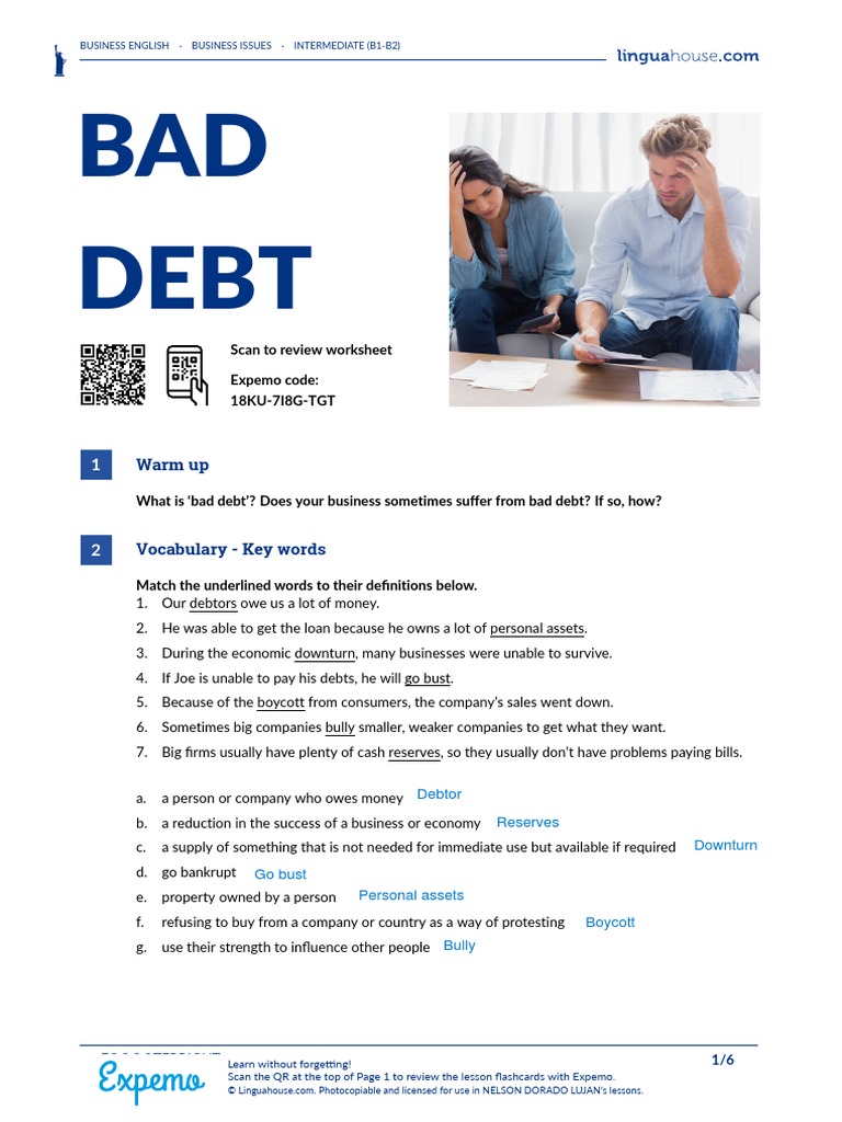 SOLVED Bad-Debt-American-English-Student-Ver2 PDF | PDF | Debt | Recession