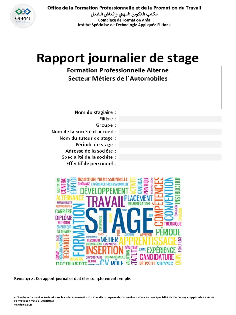 Rapport Journalier de Stage PDF | PDF