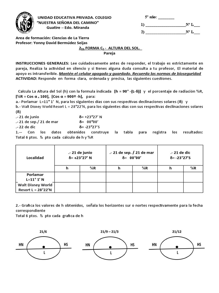 2 Da Forma. ALTURA DEL SOL | PDF | Ciencias fisicas | Naturaleza