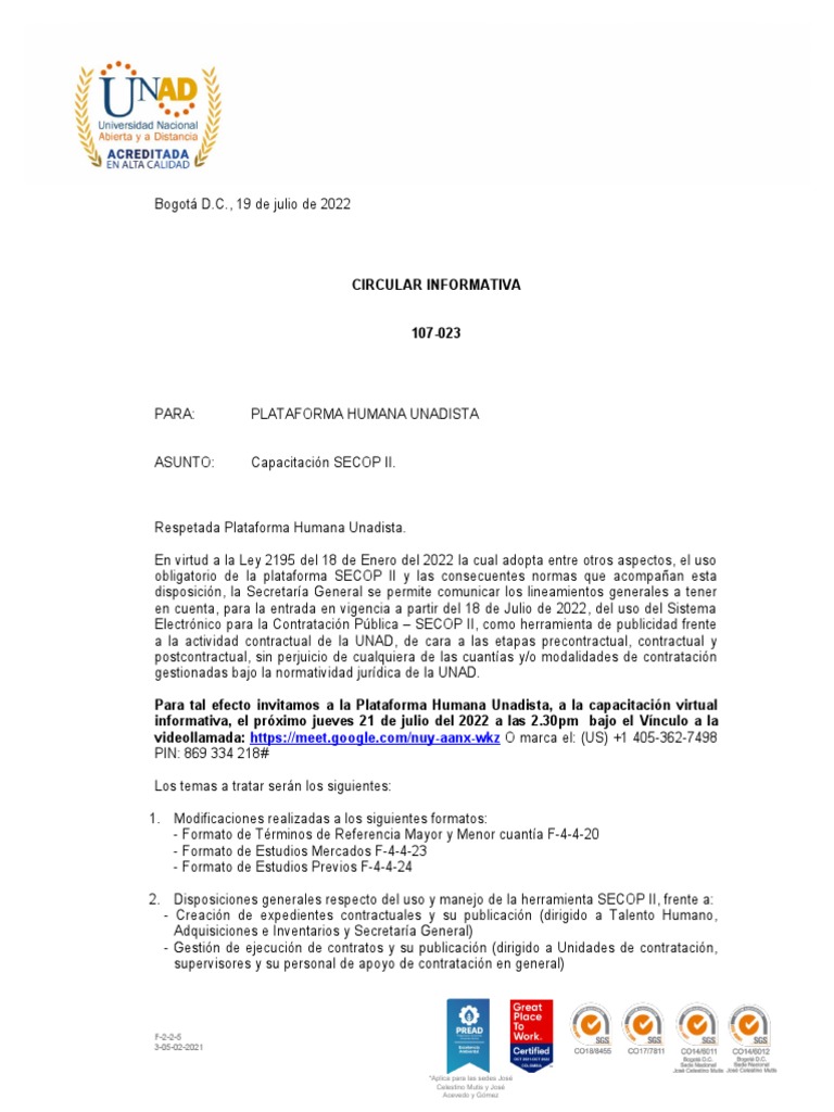 CIRCULAR No.023 DE 2022 PDF | PDF | Justicia | Crimen y violencia