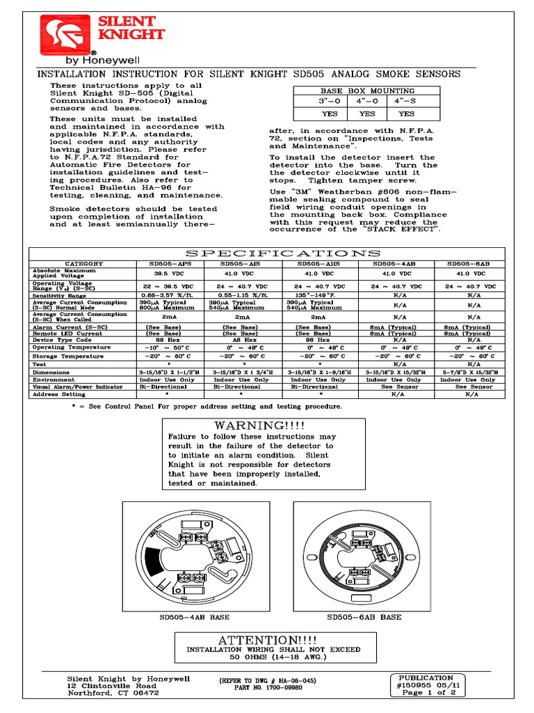 SilentKnightSD505APS InstallationGuide PDF | PDF