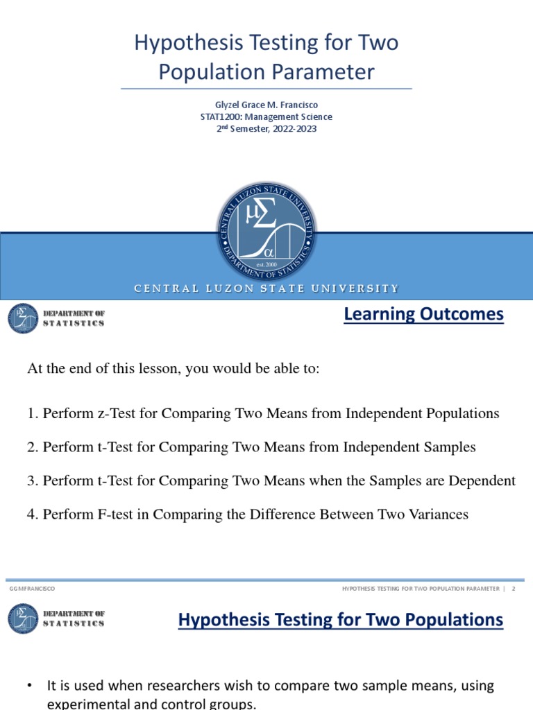 06 Hypothesis Testing For Two Population Parameter PDF | PDF | Student ...