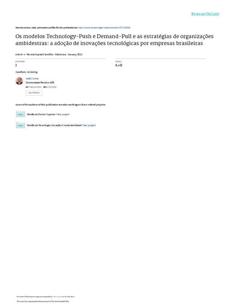 Os Modelos Technology-Push e Demand-Pull e As Estr PDF | PDF | Inovação ...