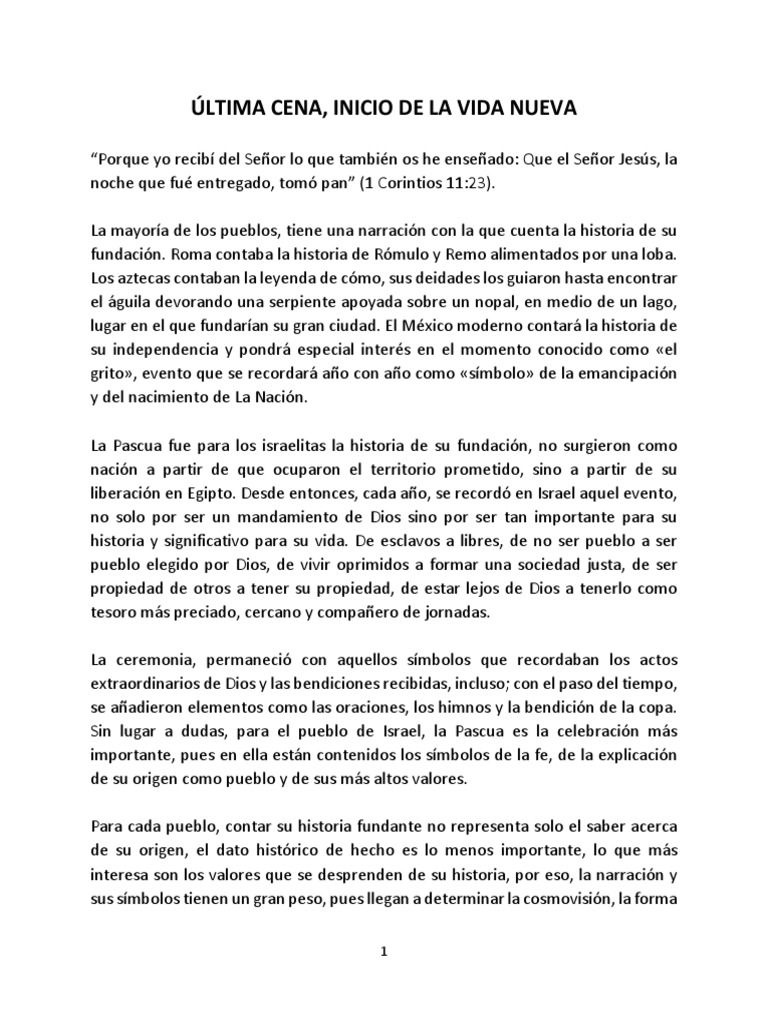 Última Cena PDF | PDF | Pascua de Resurrección | Jesús