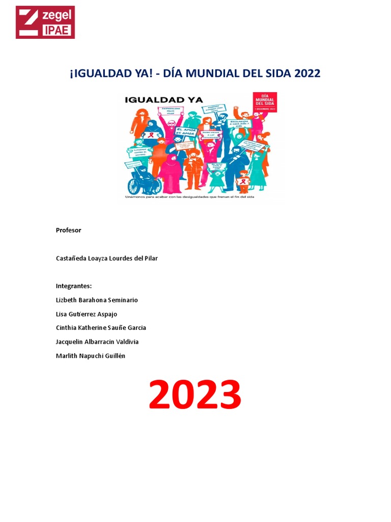 ¡Igualdad Ya! - Día Mundial Del Sida 2022 | PDF | VIH / SIDA | Igualdad de género