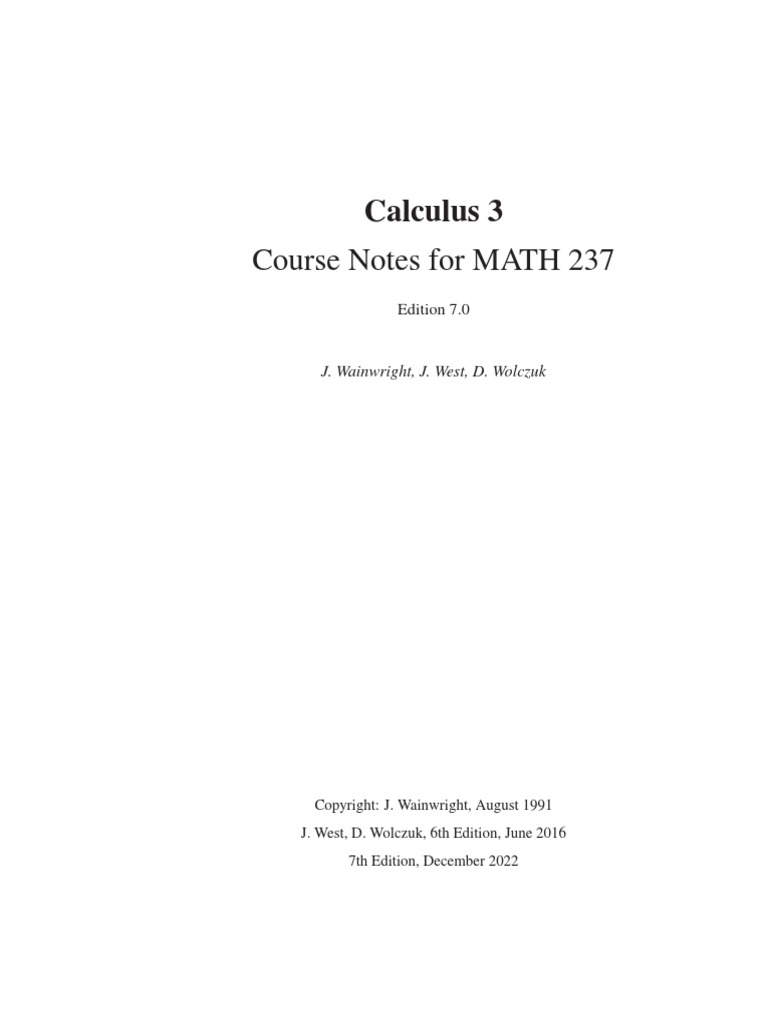 Math 237 Course Notes 7.0 PDF | PDF