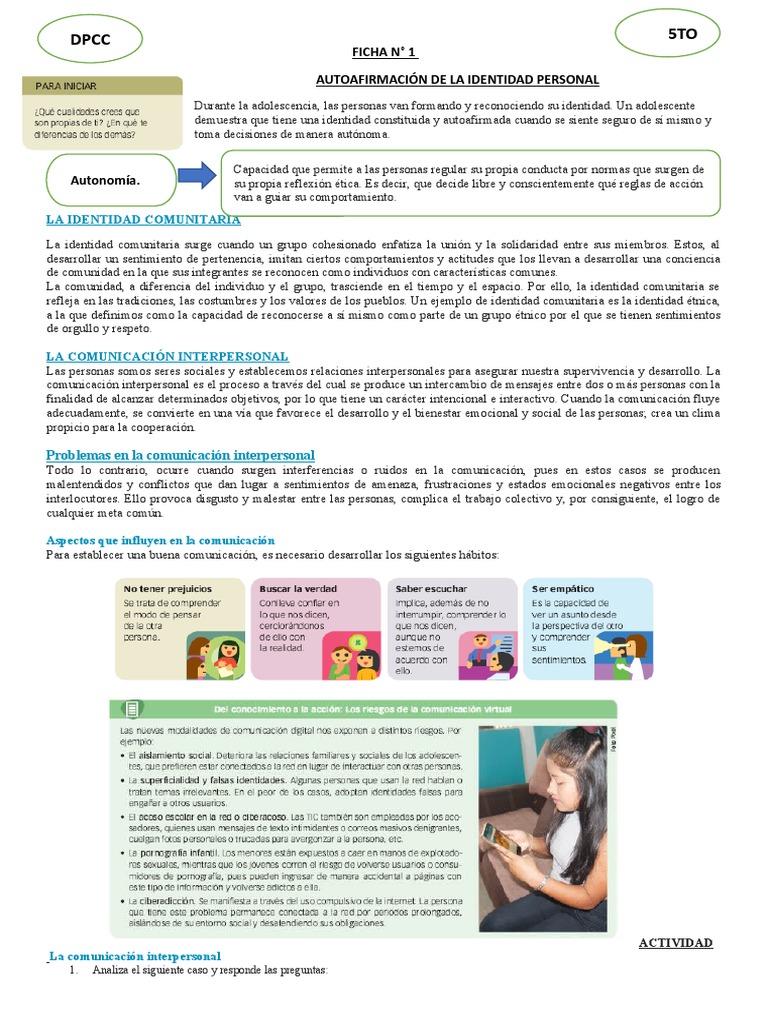 Actividad 5to N°1 - Autoafirmacion de La Identidad Personal | Descargar ...