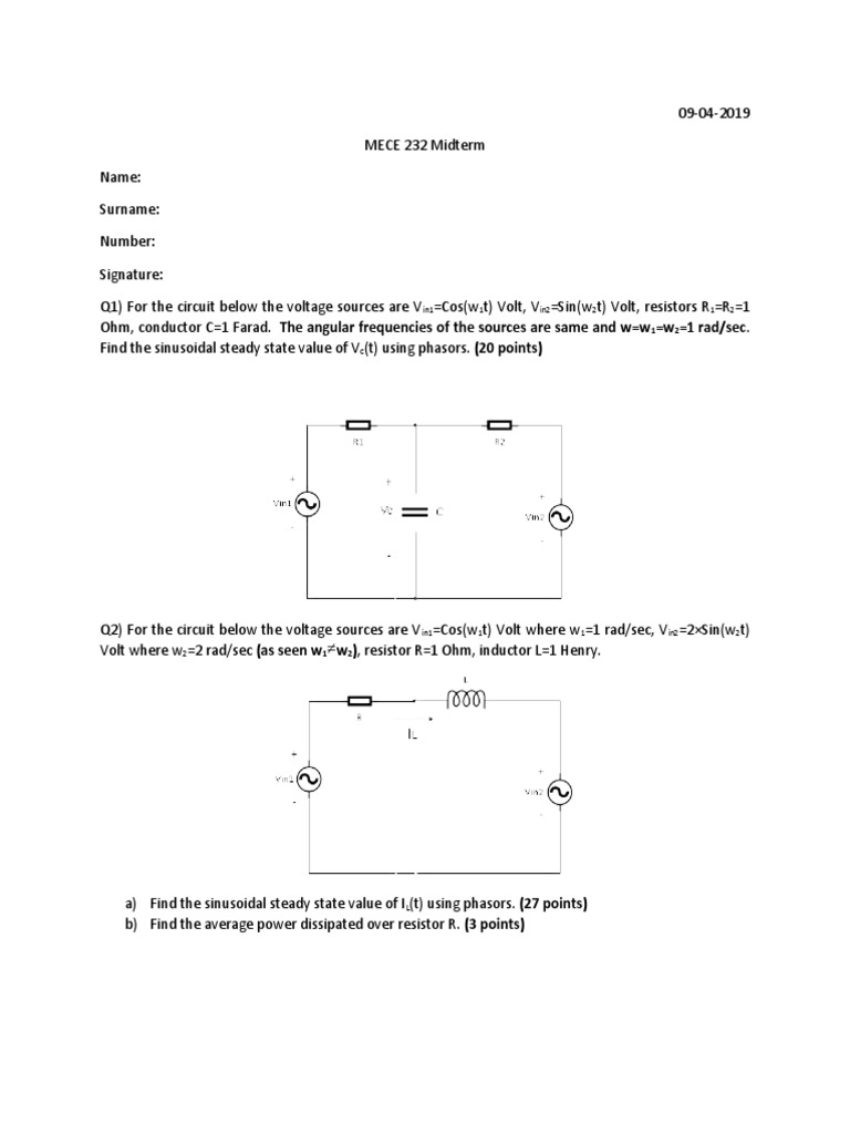 MECE232 2018 2019 Spring Midterm | PDF