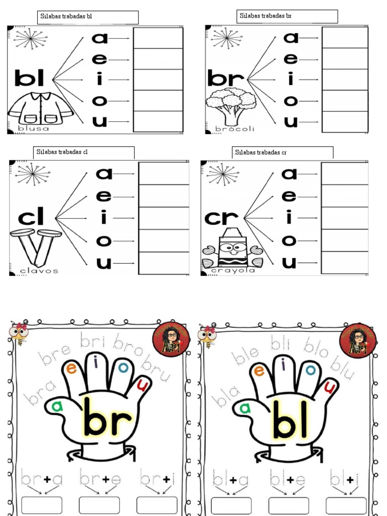 Reconociendo silabas trabadas con "bl", "br", "cl" y "cr | PDF