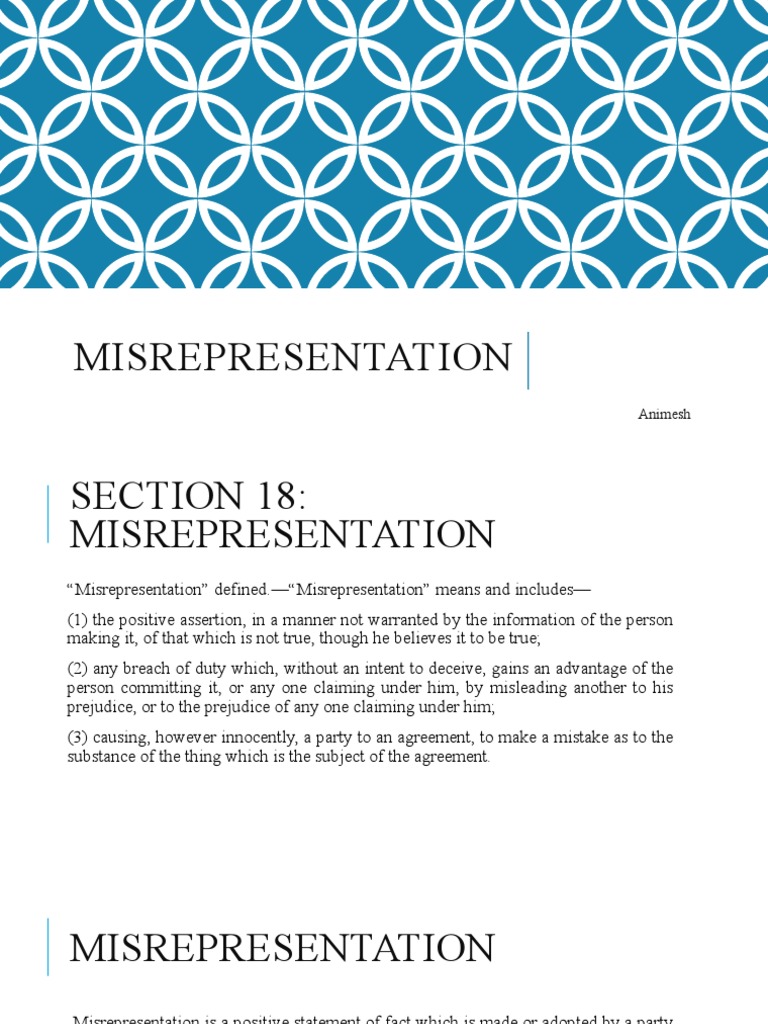 Legal Insights on Misrepresentation | PDF