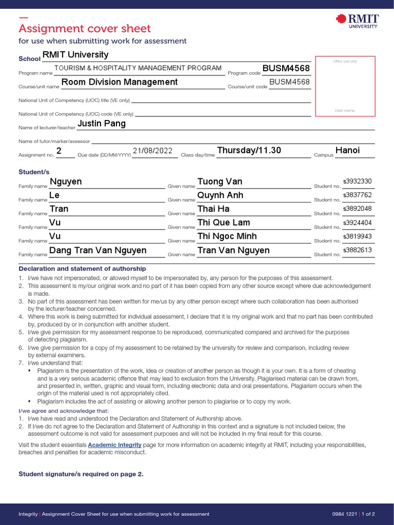 Cover Sheet PDF | PDF | Plagiarism | Communication