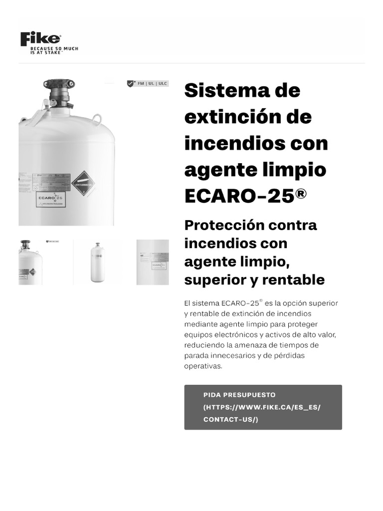 Sistema Agente Limpio ECARO-25® - HFC-125 - Fike PDF | PDF