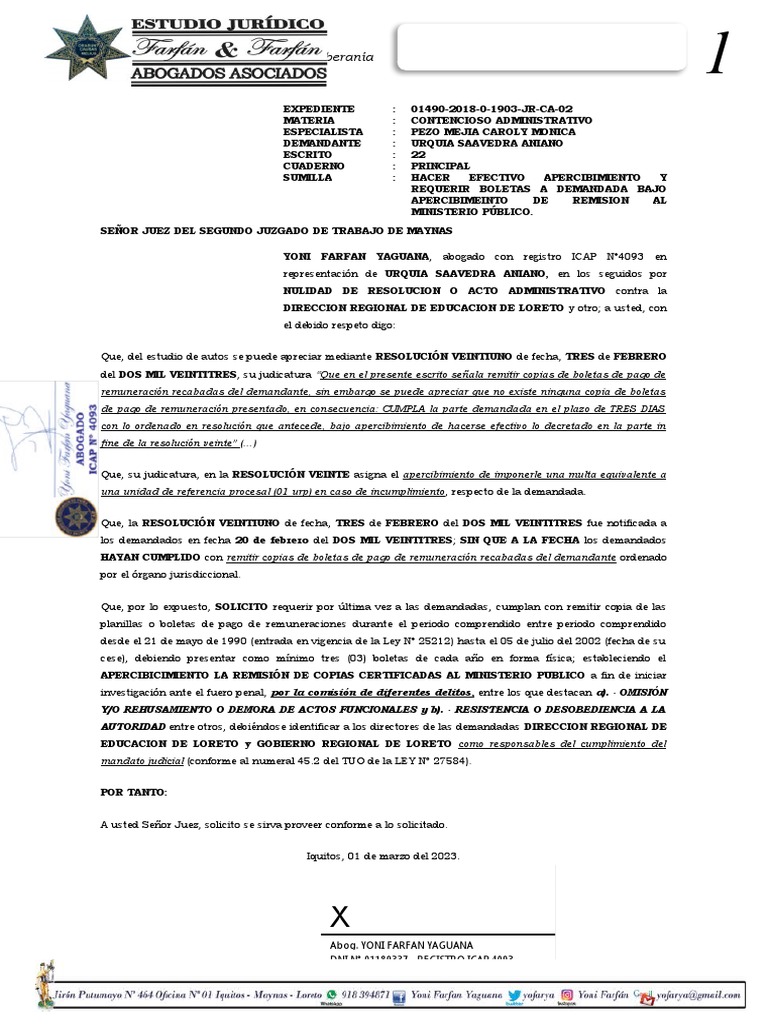 Solicito Hacer Efectivo Apercibimiento Aniano | PDF