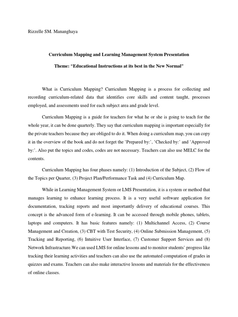 Curriculum Mapping and LMS Presentation | PDF
