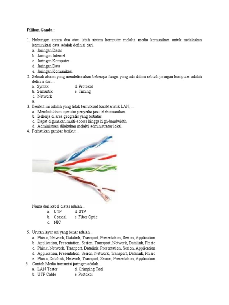 Soal Us Komputer Dan Jaringan Dasar | PDF | Teknologi & Rekayasa