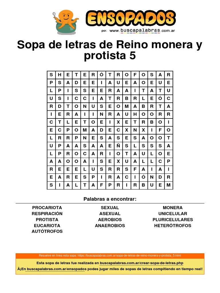 Sopa de letras de Reinos biológicos | PDF