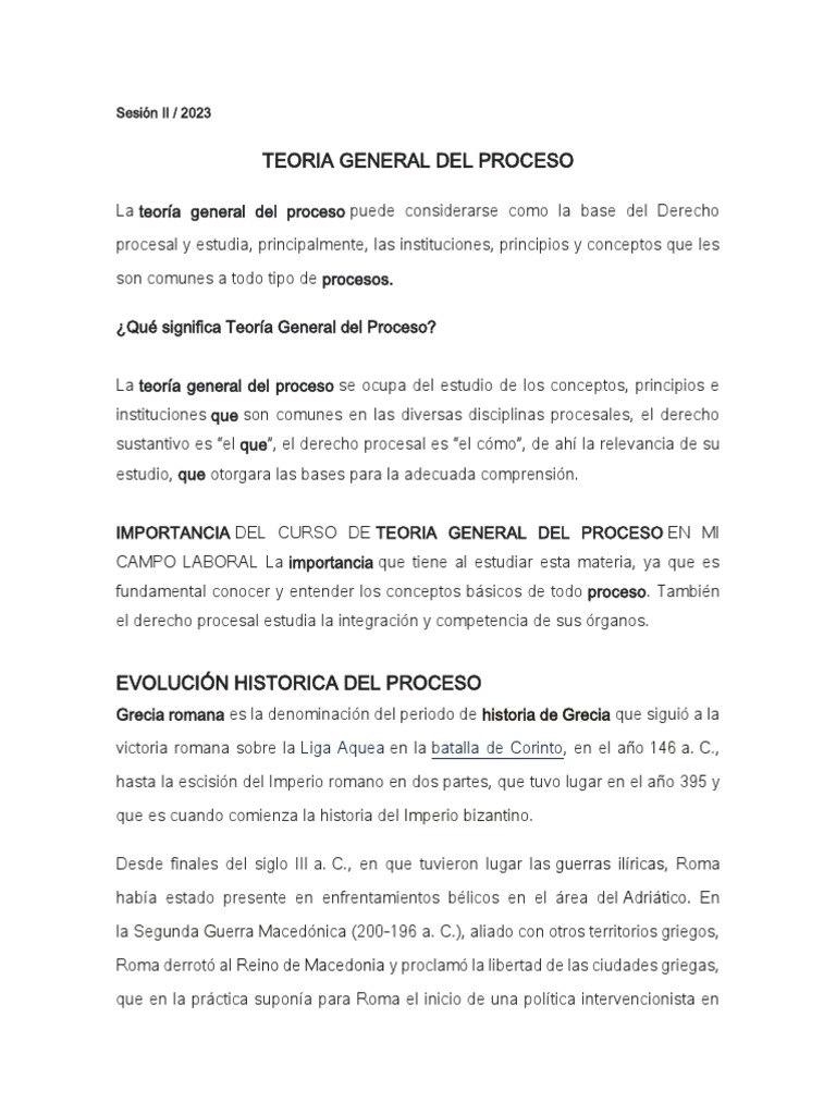 Sesión II TEORIA DEL PROCESO 2021 | PDF