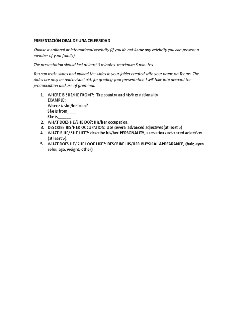 Oral Presentation of A Celebrity | PDF