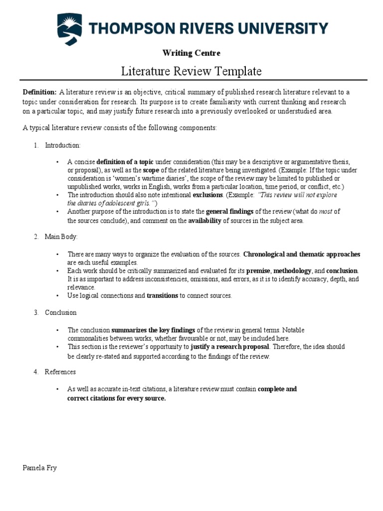 Literature Review Template Guide | PDF | Career & Growth | Art