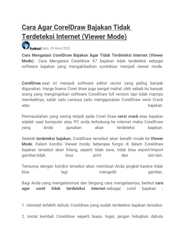 Cara Agar CorelDraw Bajakan Tidak Terdeteksi Internet | PDF