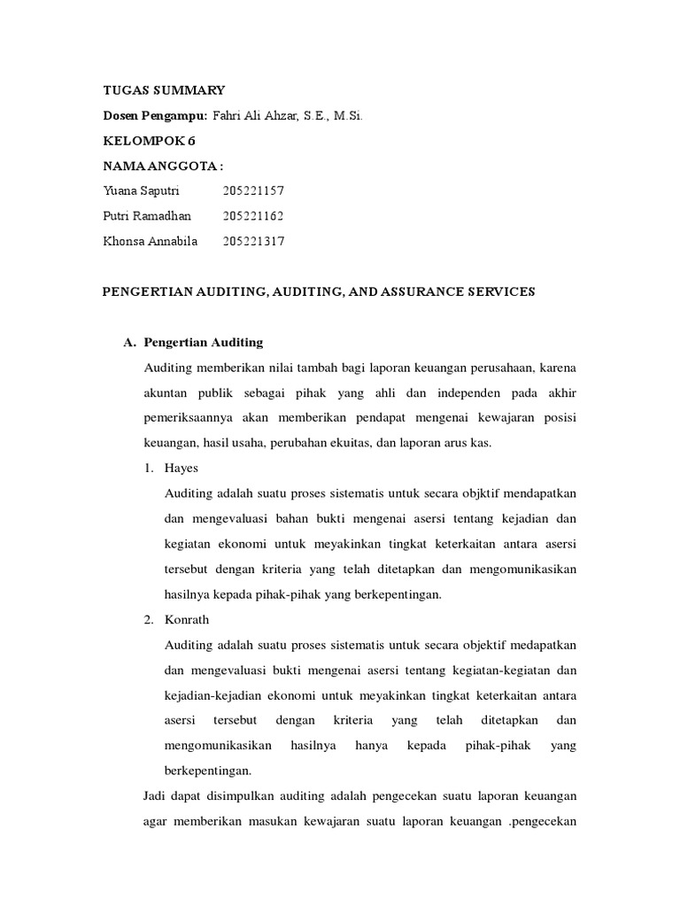 Pengertian dan Prinsip Auditing | PDF