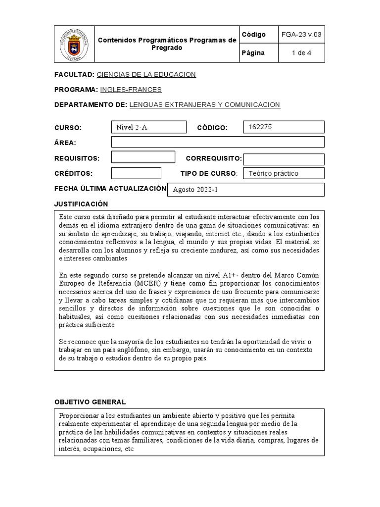 Nivel 2 - Contenidos Programáticos | PDF | Aprendizaje | Evaluación