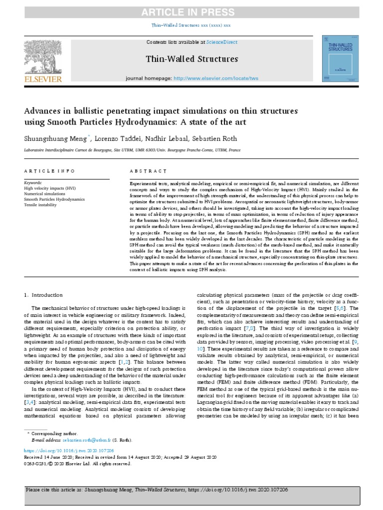 Advances In Ballistic Penetrating Impact Simulations On Thin Structures