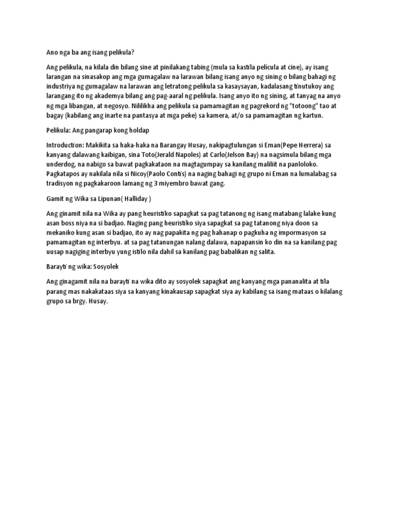 Ano Nga Ba Ang Isang Pelikula | PDF