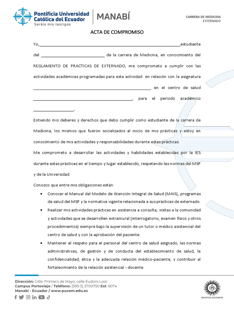 Acta de Compromiso PDF | PDF | Medicina | Cuidado de la salud