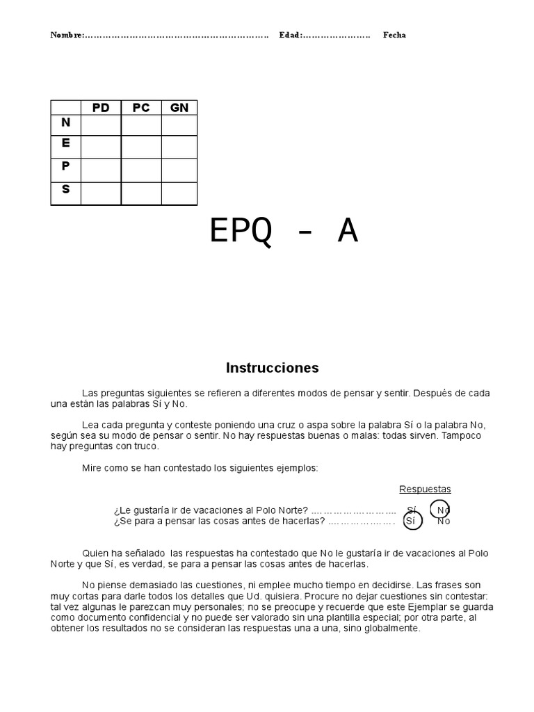 1-EPQ Adultos | PDF