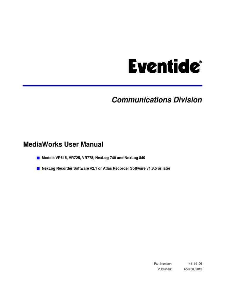 Eventide MediaWorks User Manual PDF | PDF