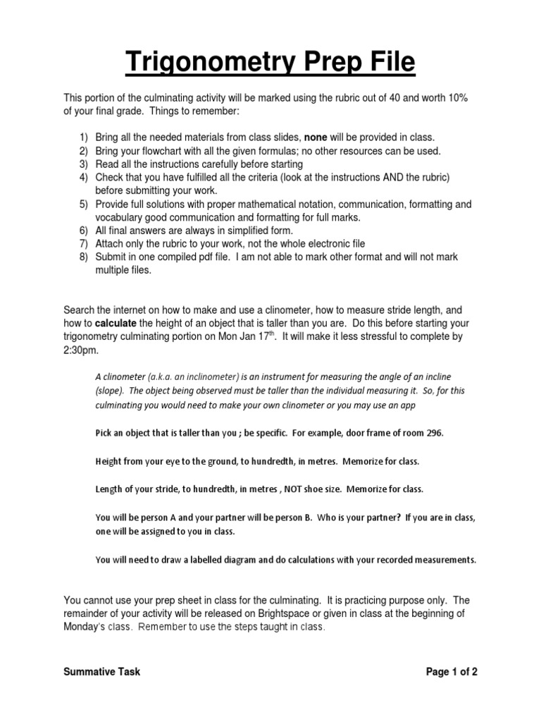 Trigonometry Student Guide | PDF | Career & Growth