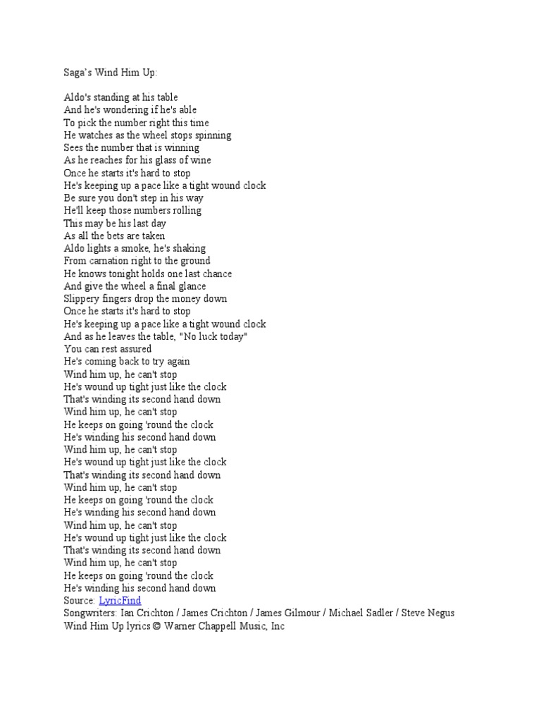 Saga Wind Him Up.docx | PDF