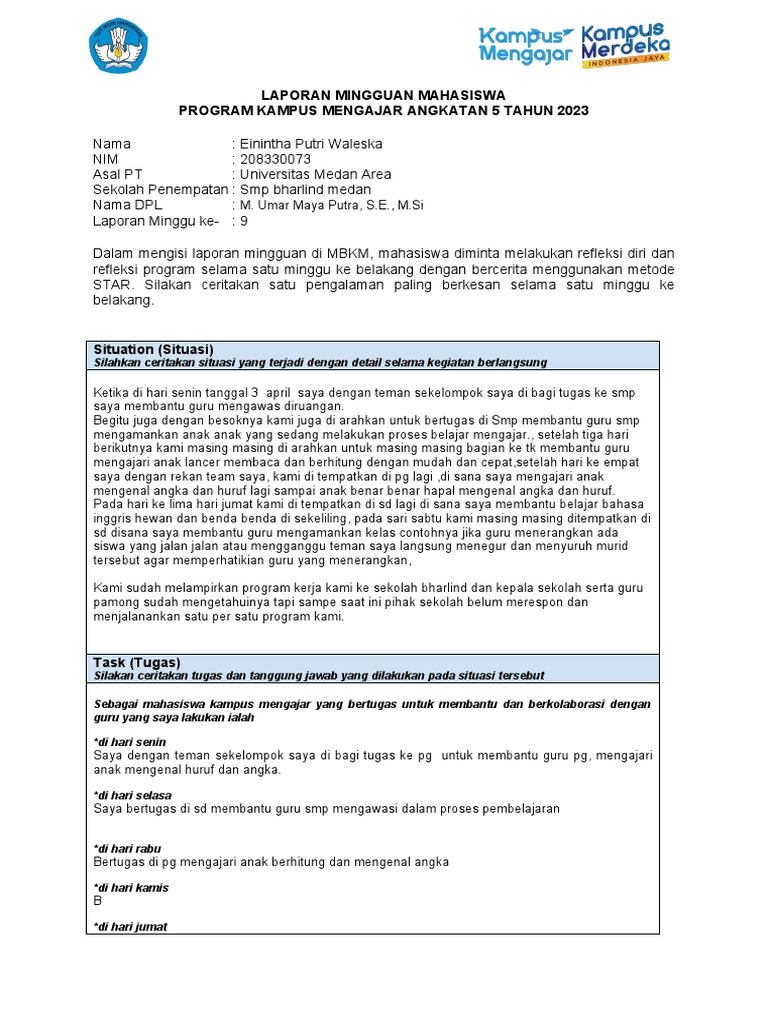 Laporan Minggu Ke 9 | PDF | Kesehatan Holistik