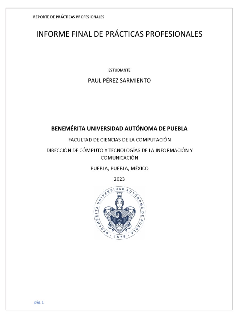 Informe Final de Prácticas | PDF