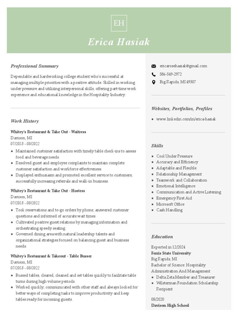 Erica Hasiak Resume 3 | PDF